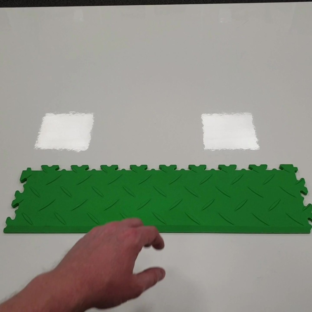 Garage Floor Ramps | MotoLock Light Green | Diamond Plate