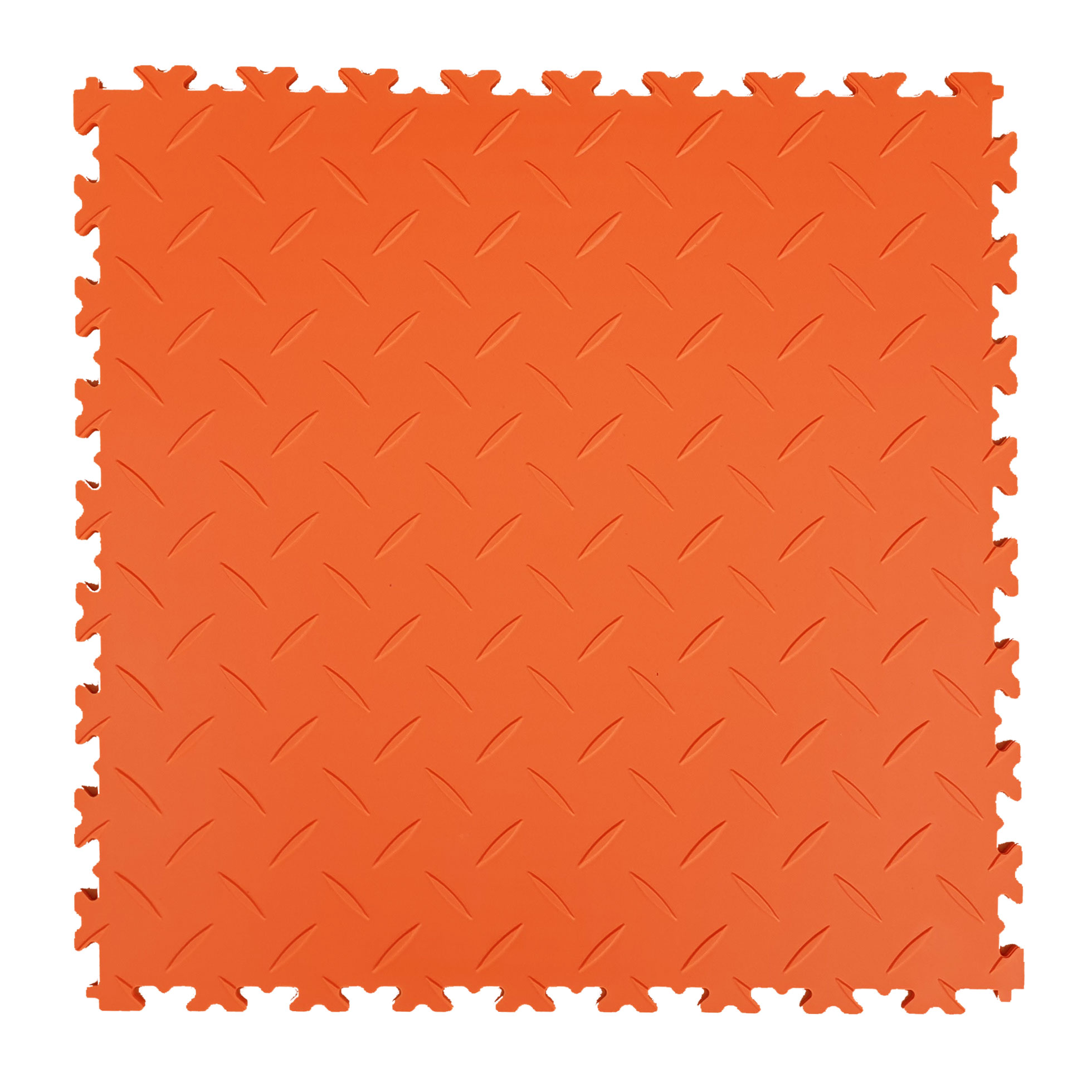 Garage Floor Tiles | MotoLock Orange | Diamond Plate